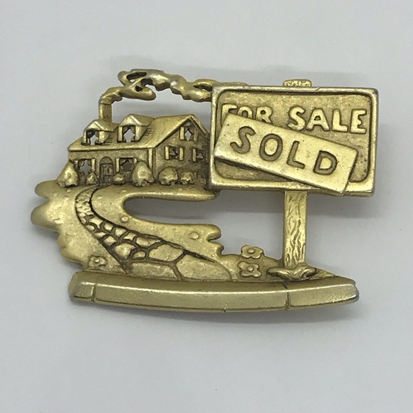 Jewelry | Vintage Signed Ajc Gold Tone Real Estate Broker House Sold ...